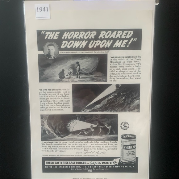 Eveready | Accents | Vintage 941 Eveready Batteries The Horror Roared ...